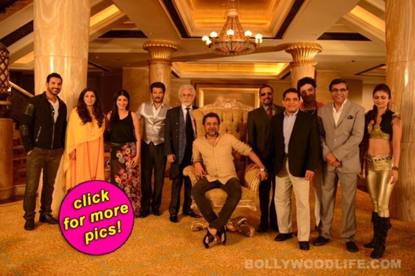 John Abraham, Shruti Haasan, and Shiney Ahuja strike a pose on the sets ...