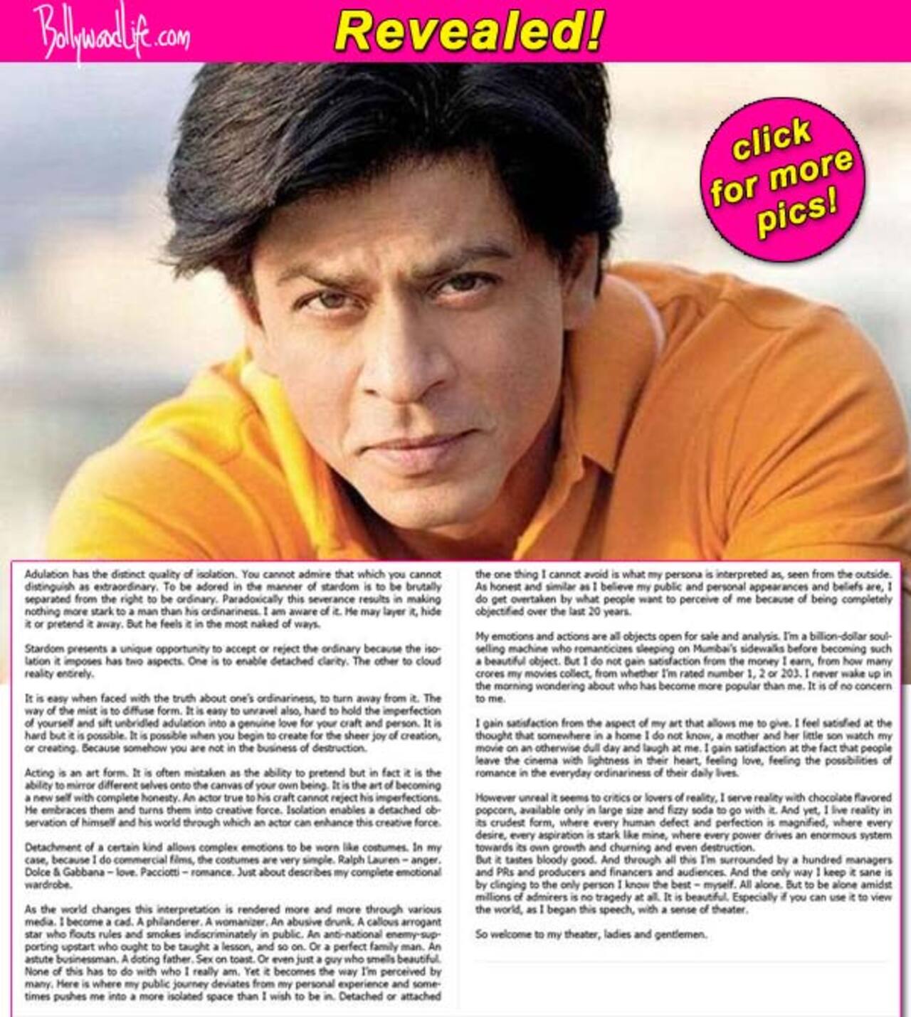 Leaked: Parts of Shah Rukh Khan's autobiography '20 Years in a Decade ...