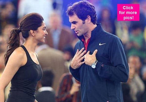 Deepika Padukone plays Tennis with Roger Federer at International ...