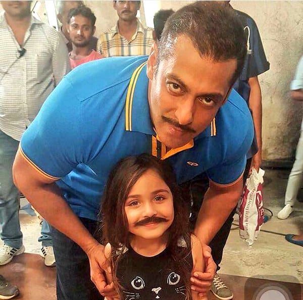 Salman Khan and young Suzy have a moustache match on the sets of Sultan ...