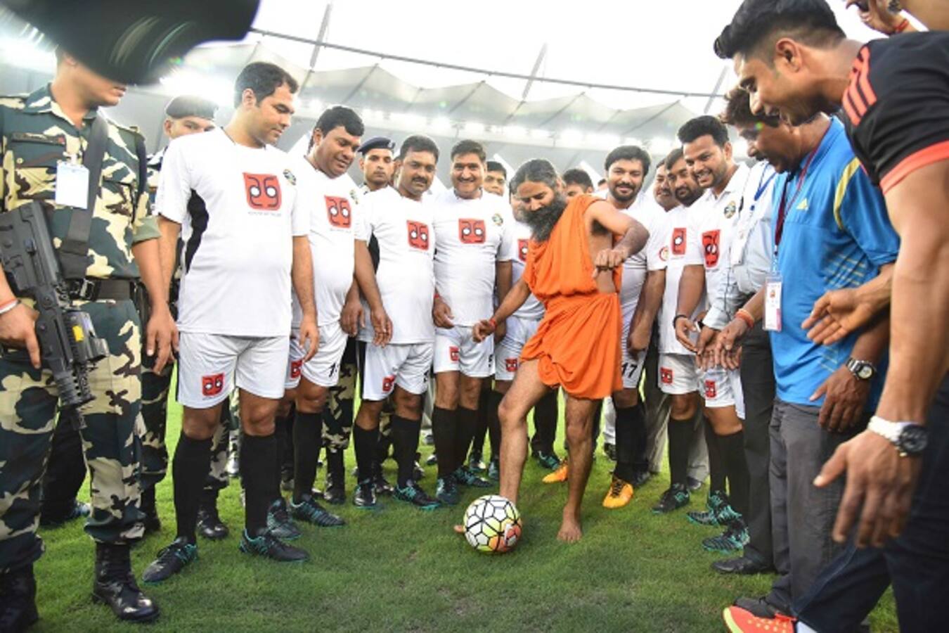 Pictures of Baba Ramdev playing football is what nightmares are made of ...
