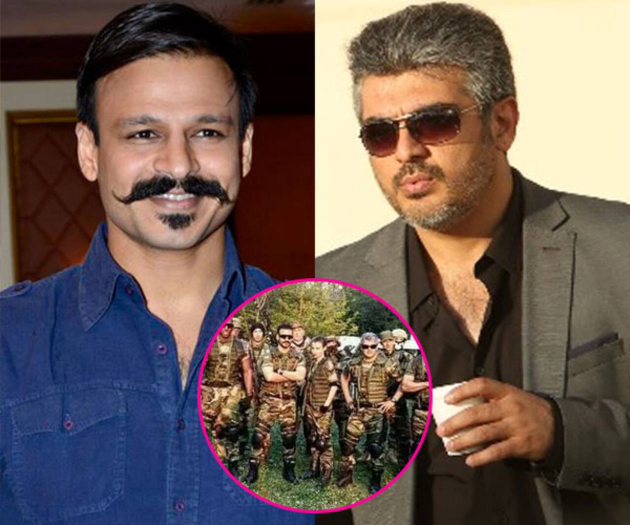 Ajith and Vivek Oberoi look ready for combat on the sets of Vivegam ...
