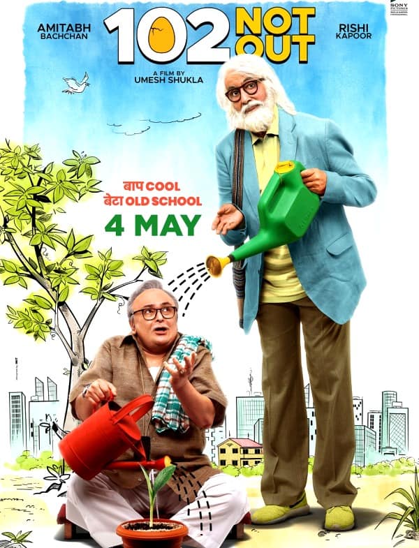 102 Not Out poster: Rishi Kapoor is puzzled by what Amitabh Bachchan is ...