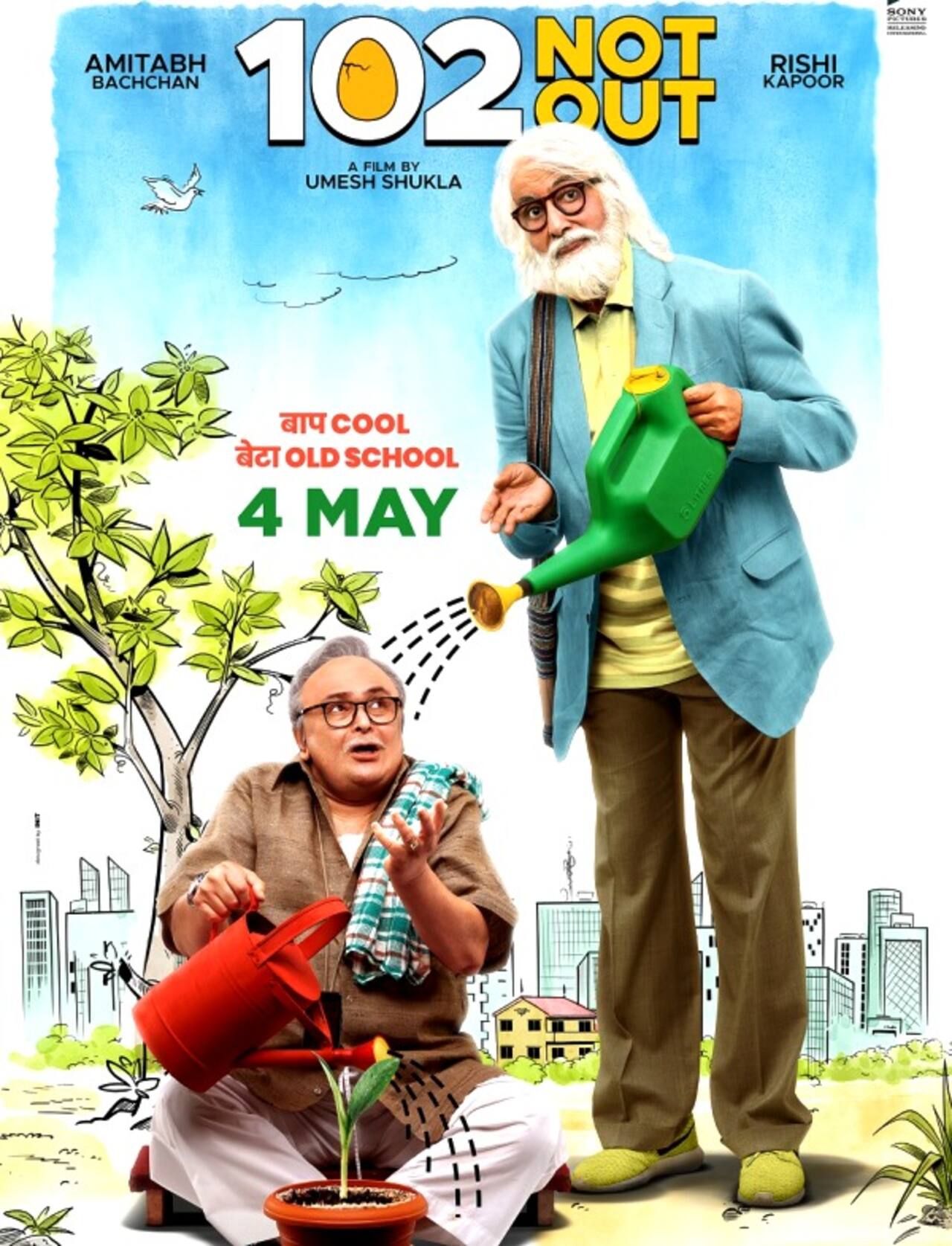 102 Not Out poster: Rishi Kapoor is puzzled by what Amitabh Bachchan is ...