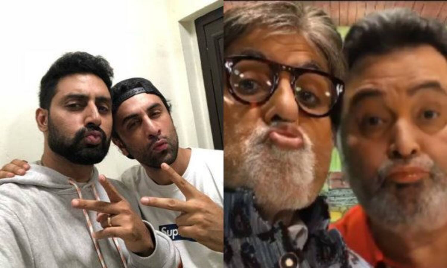 [Pics] Abhishek and Ranbir copy Amitabh Bachchan and Rishi Kapoor's ...