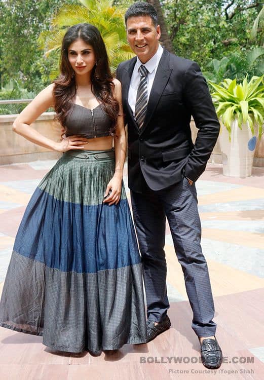 Mouni Roy and Akshay Kumar step out in style for Gold promotions - view ...