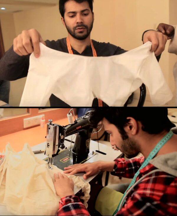 [Video] Varun Dhawan learns to stitch a BLOUSE first while prepping for ...