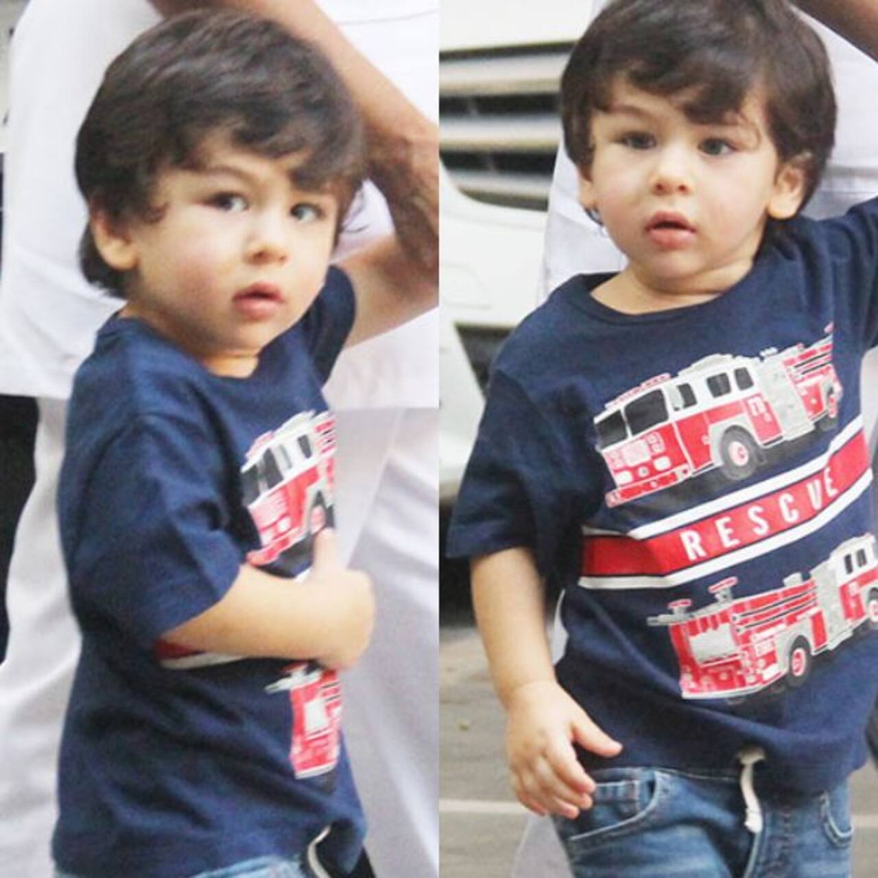[HQ pics] Not greeting paparazzi this time, Taimur looks at them with ...