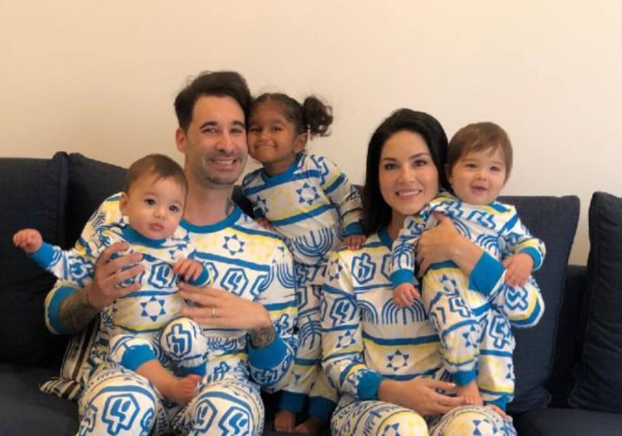 Sunny Leone twins with kids Nisha, Asher and Noah for the occasion of ...