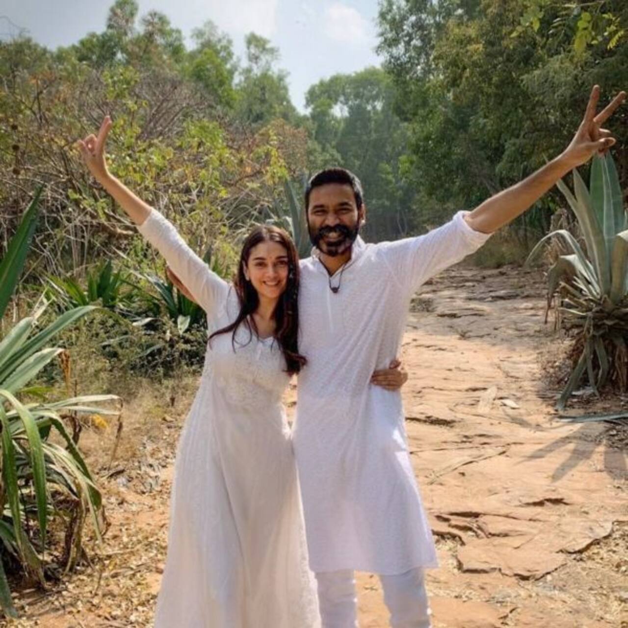 Aditi Rao Hydari and Dhanush twinning in white is a treat to the eyes ...