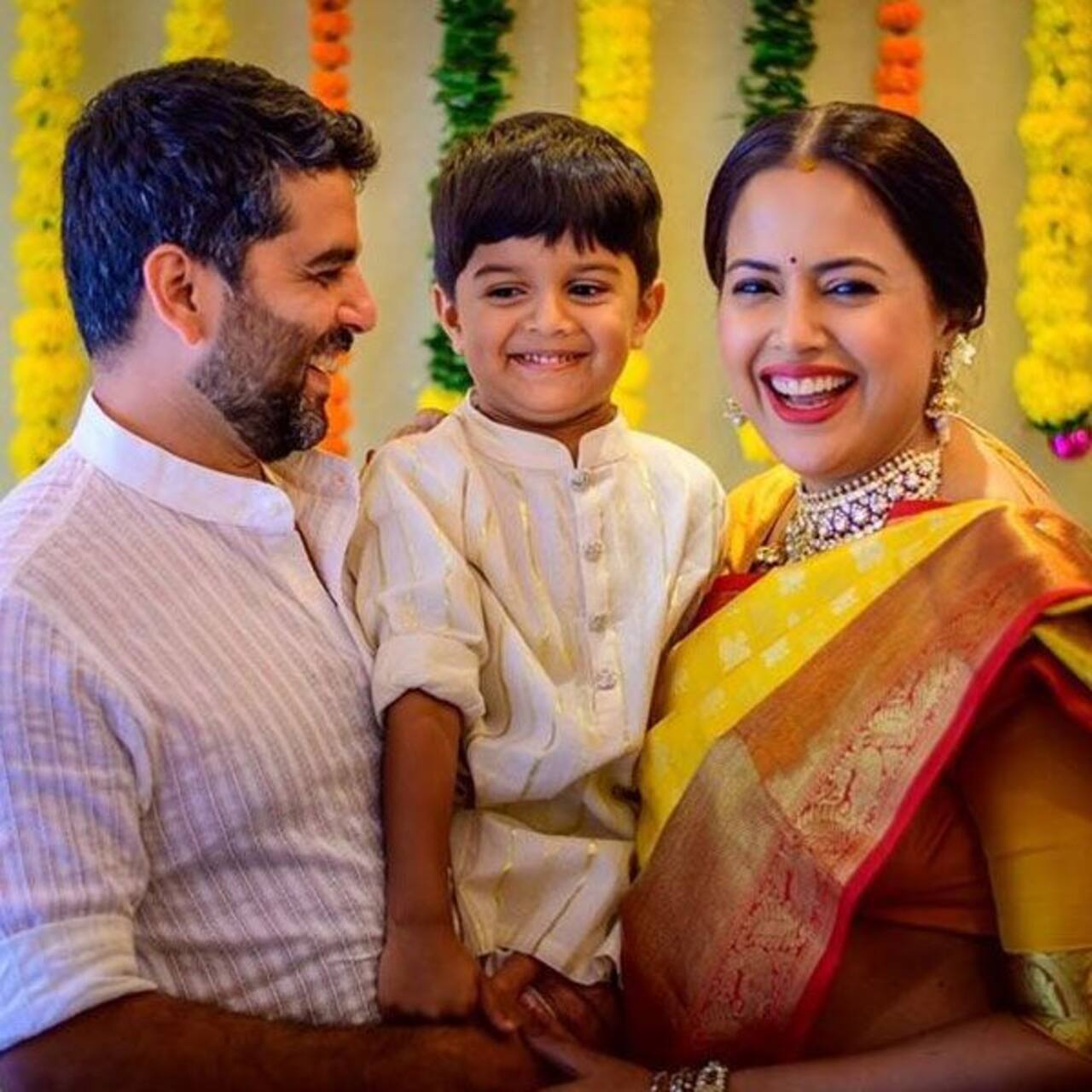 PIC: Sameera Reddy poses for the perfect family click at her Godh ...