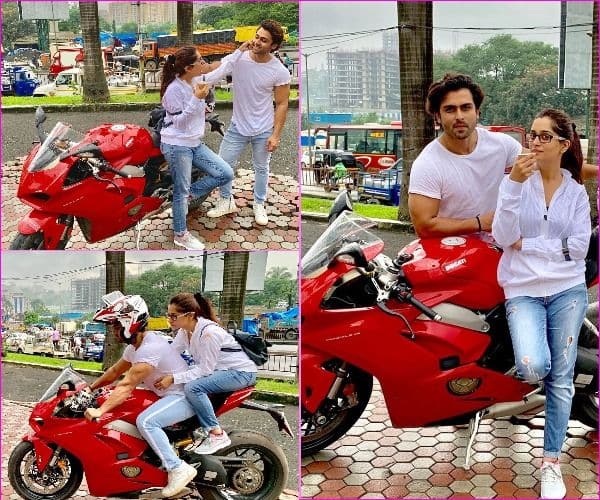 बाइक पर पति के साथ बेहद खूबसूरत अंदाज में नजर आई Dipika Kakar, देखें ...