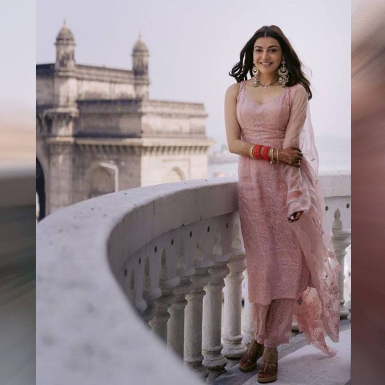 Newlyweds Kajal Aggarwal and Gautam Kitchlu pose at the Gateway of ...