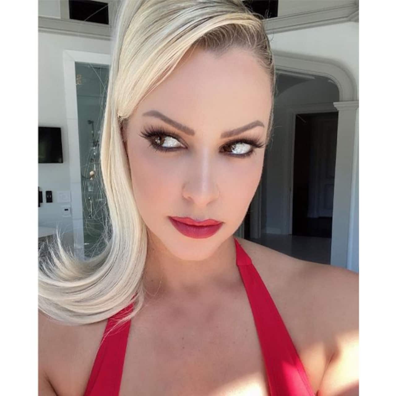 WWE wrestler Maryse Mizanin in a stunning red bikini will ignite all ...