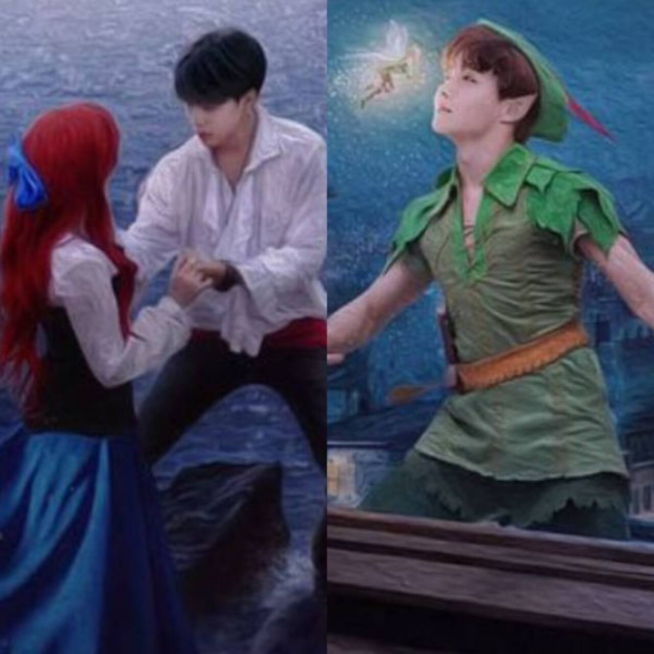 BTS: Jungkook as Flynn Rider, J-Hope as Peter Pan, RM as Cindrella's ...