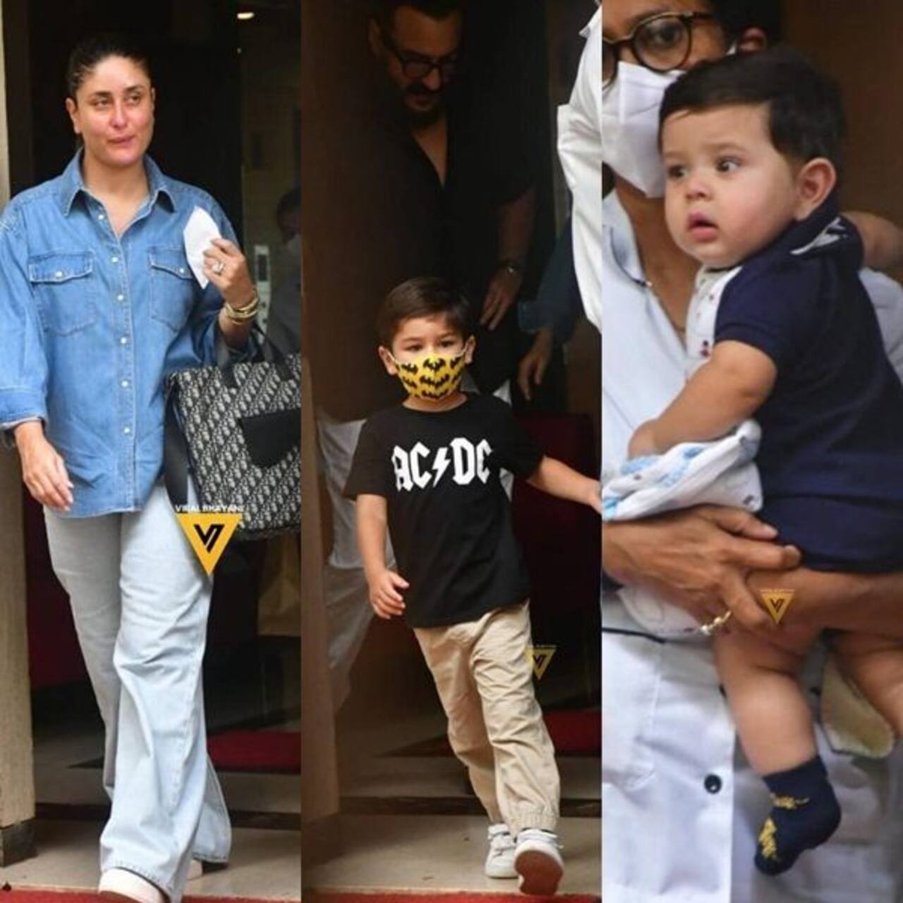 Kareena Kapoor Khan and Saif Ali Khan spotted with sons Taimur and Jehangir at the airport; fans ...