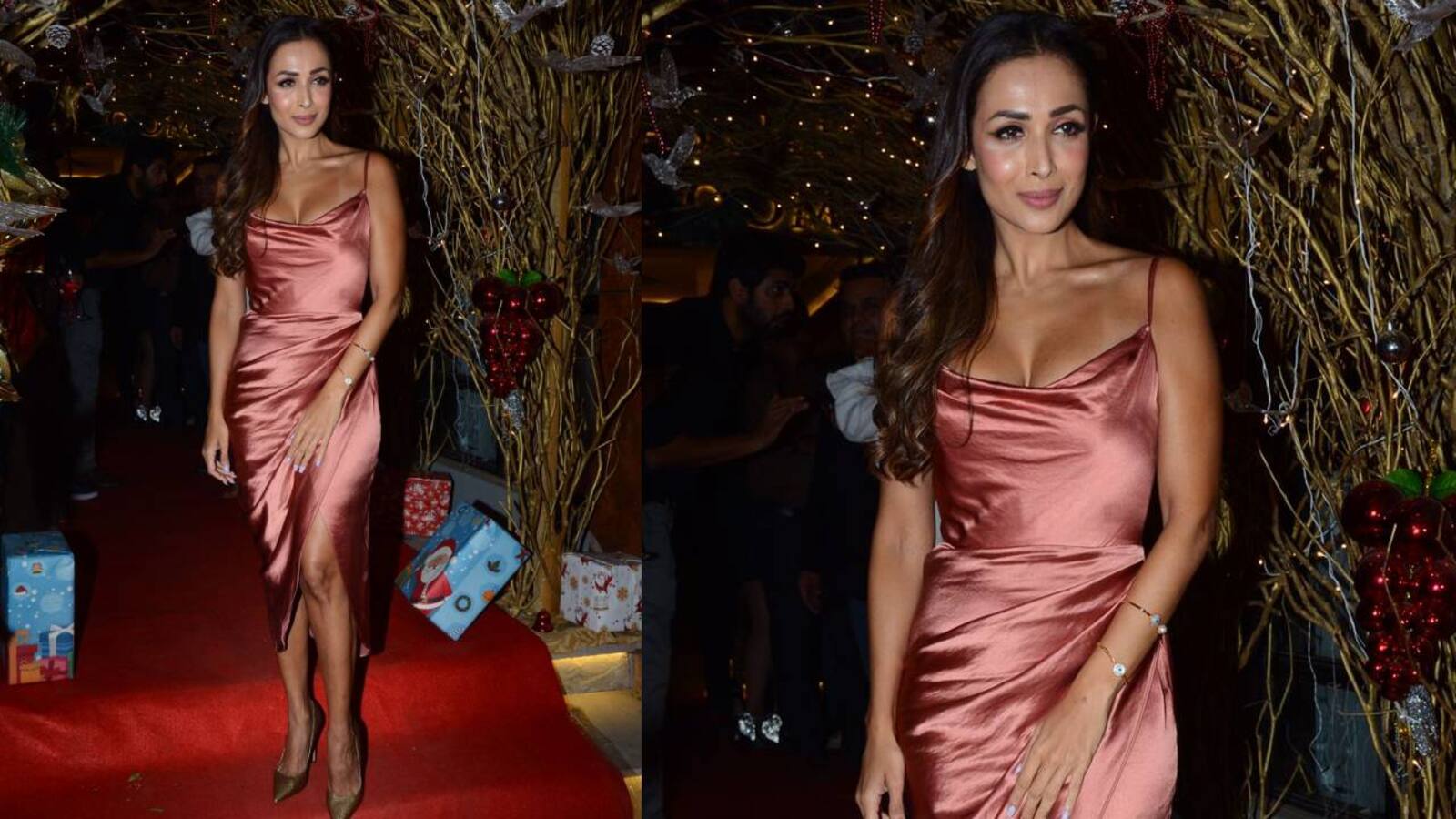 Malaika Arora oozes oomph in a rose pink satin dress and we are left ...