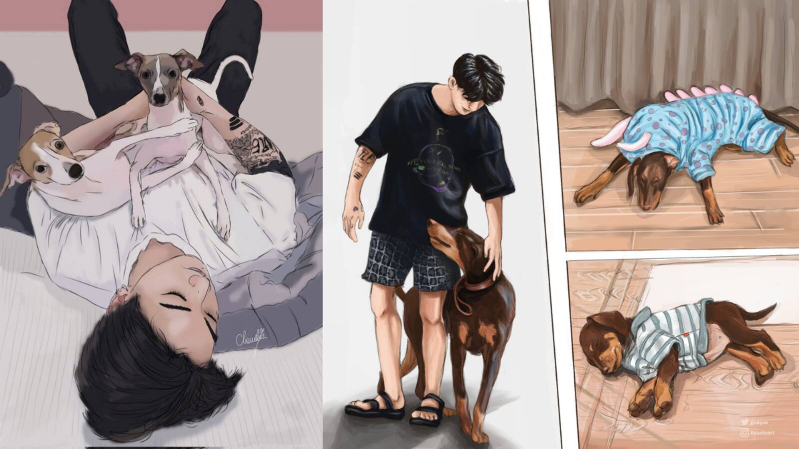 BTS: From Jungkook's pic with his dogs to Taehyung's selca with RM, Jin ...