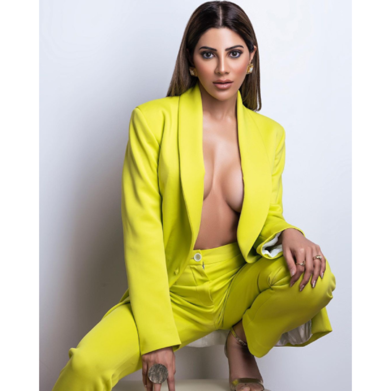Bigg Boss 14 Fame Nikki Tamboli Poses Braless In A Blazer Takes