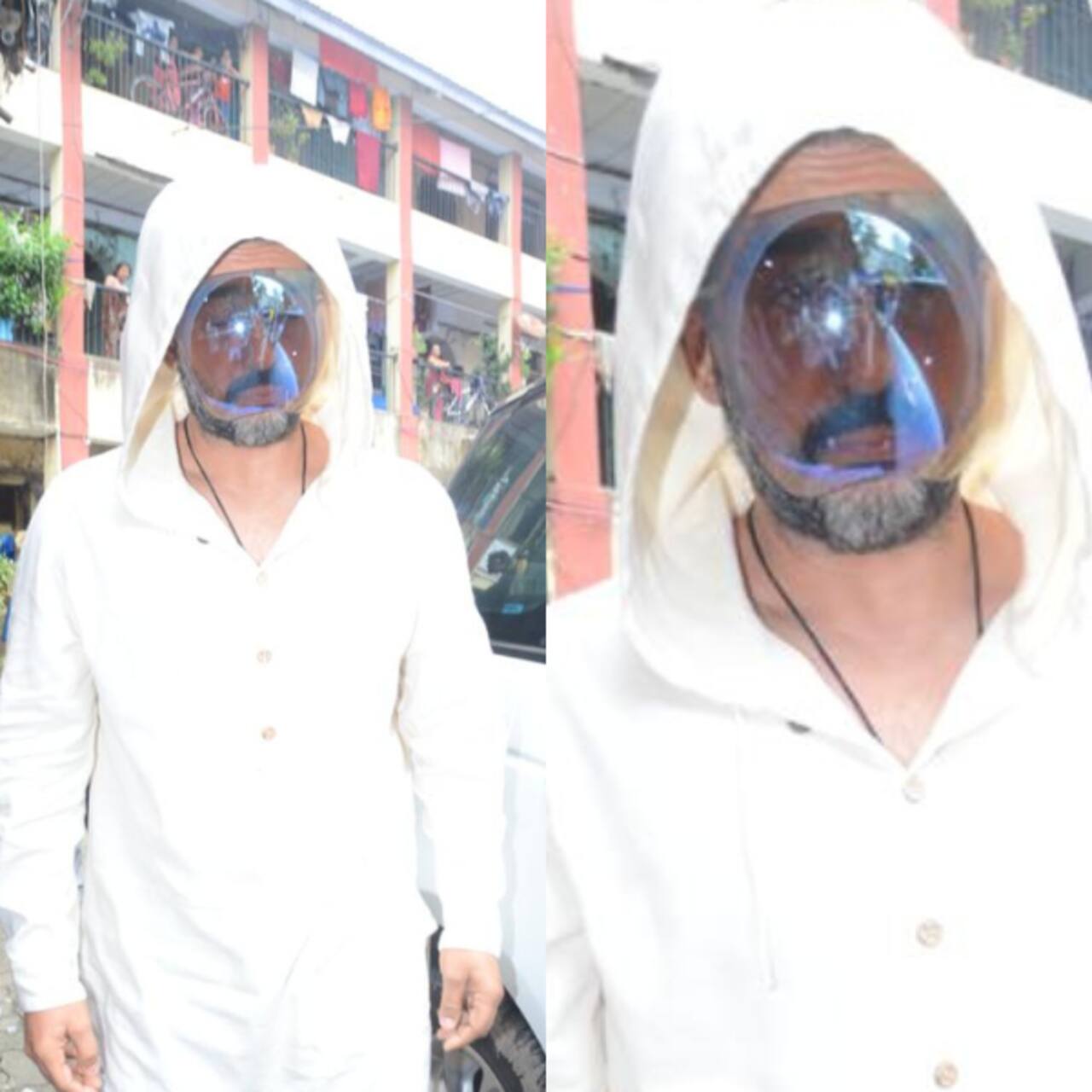 Wearing such a mask, Raj Kundra arrived to collect Ganpati Bappa, for ...