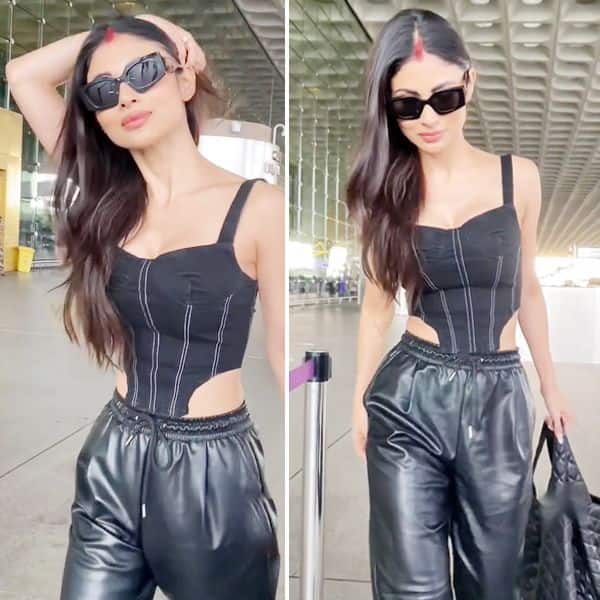 Brahmastra actress Mouni Roy flaunts her sindoor in a deep neck black ...