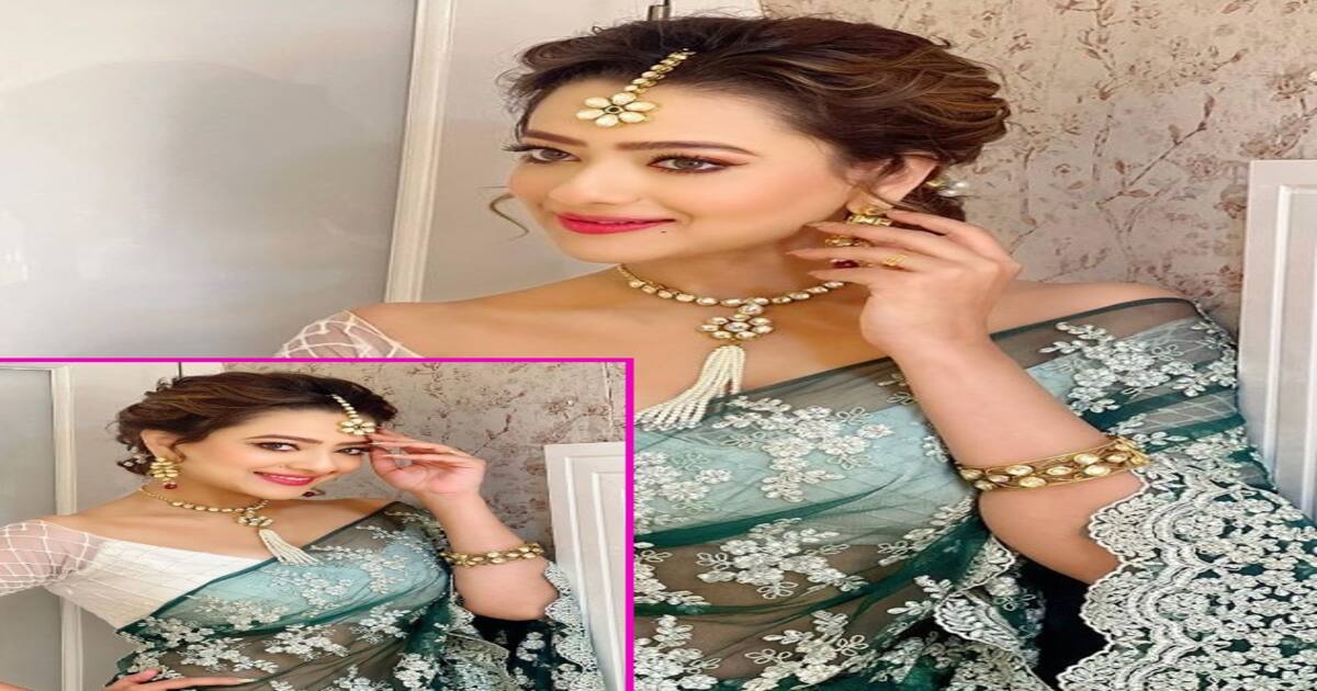Madalsa Sharma Aka Kavya Pose In Green Saree - ग्रीन साड़ी में बेहद ...