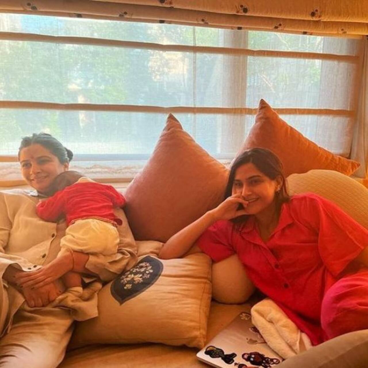Diwali 2022: Sonam Kapoor twins in red with son Vayu