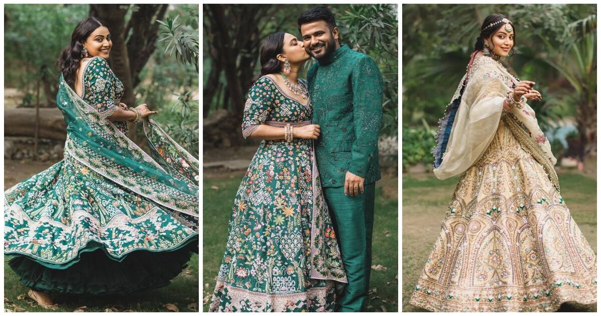 Swara Bhaskar flaunts her bridal green and peach lehanga in latest ...