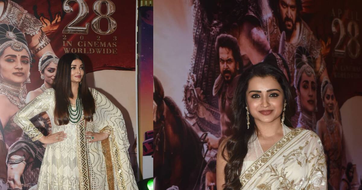Ponniyin Selvan 2 queens Aishwarya Rai Bachchan and Trisha Krishnan glow in white and gold