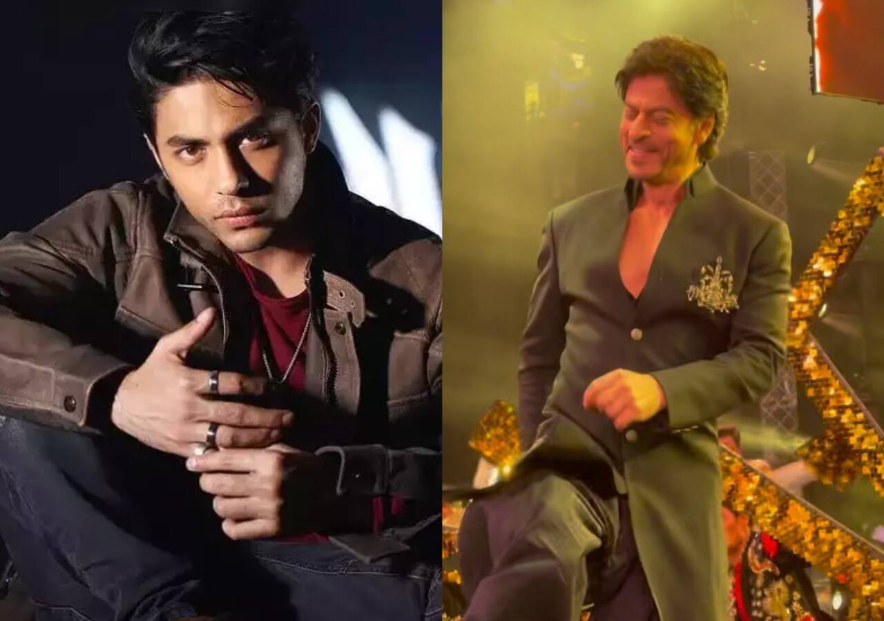 Aryan Khan REACTS as dad Shah Rukh Khan grooves to Jhoome Jo Pathaan at NMACC day 2 and it is a ...