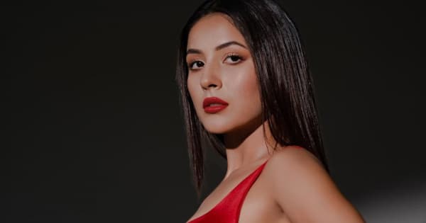 Shehnaaz Gill dons the hottest red dress with a risque slit; proves she ...