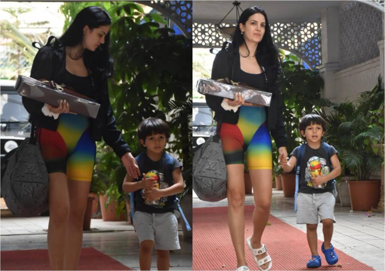 Natasa Stankovic steps out of the gym in multi-coloured cycling shorts ...