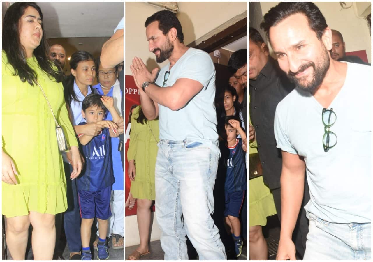 Saif Ali Khan at Adipurush screening with Taimur Ali Khan: तैमूर अली खान को आदिपुरूष दिखाने ...
