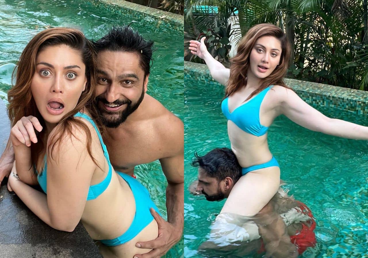 Shefali Jariwala romantic with husband Parag Tyagi in pool : शेफाली जरीवाला ने बिकिनी पहन पति ...