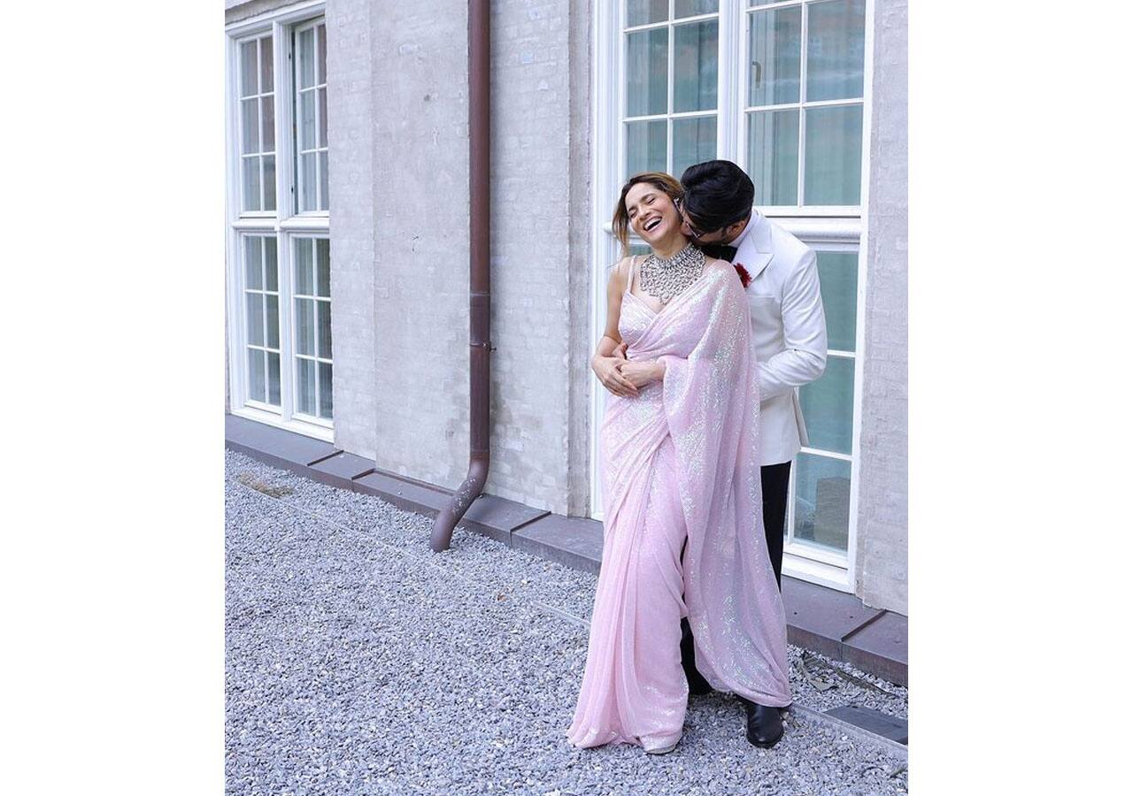 Ankita Lokhande Gets Kisses From Hubby Vicky Jain As They Turn Indian