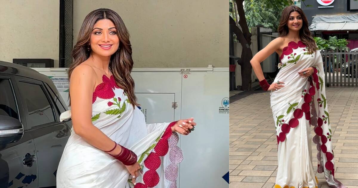 Shilpa Shetty dons the prettiest white saree with a strapless blouse ...