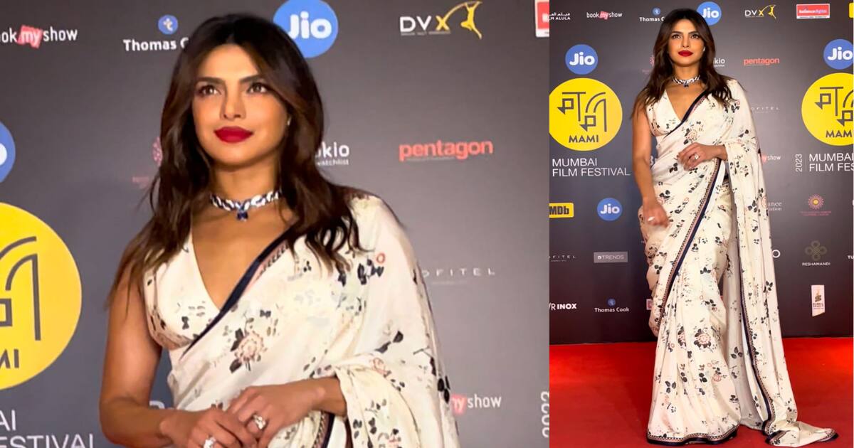 Priyanka Chopra flaunts her curves in a floral saree at MAMI Film Festival