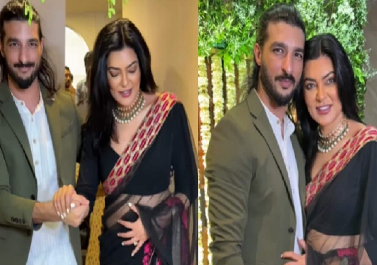 Sushmita Sen poses romantically with ex boyfriend Rohman Shawl at Ramesh Taurani’s Diwali bash ...