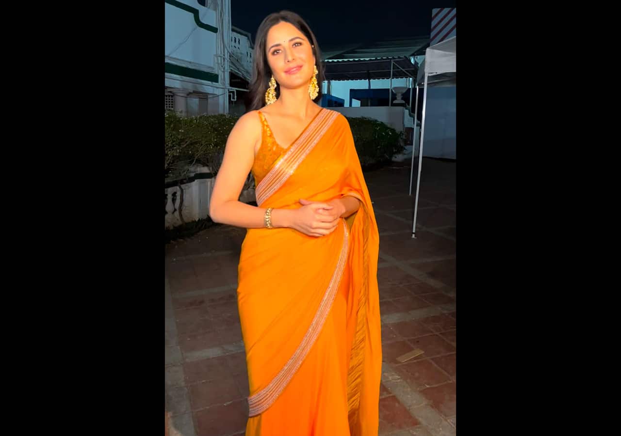 Tiger 3 Actress Katrina Kaif Stuns In A Beautiful Orange Saree Fans Cannot Miss The Radiant