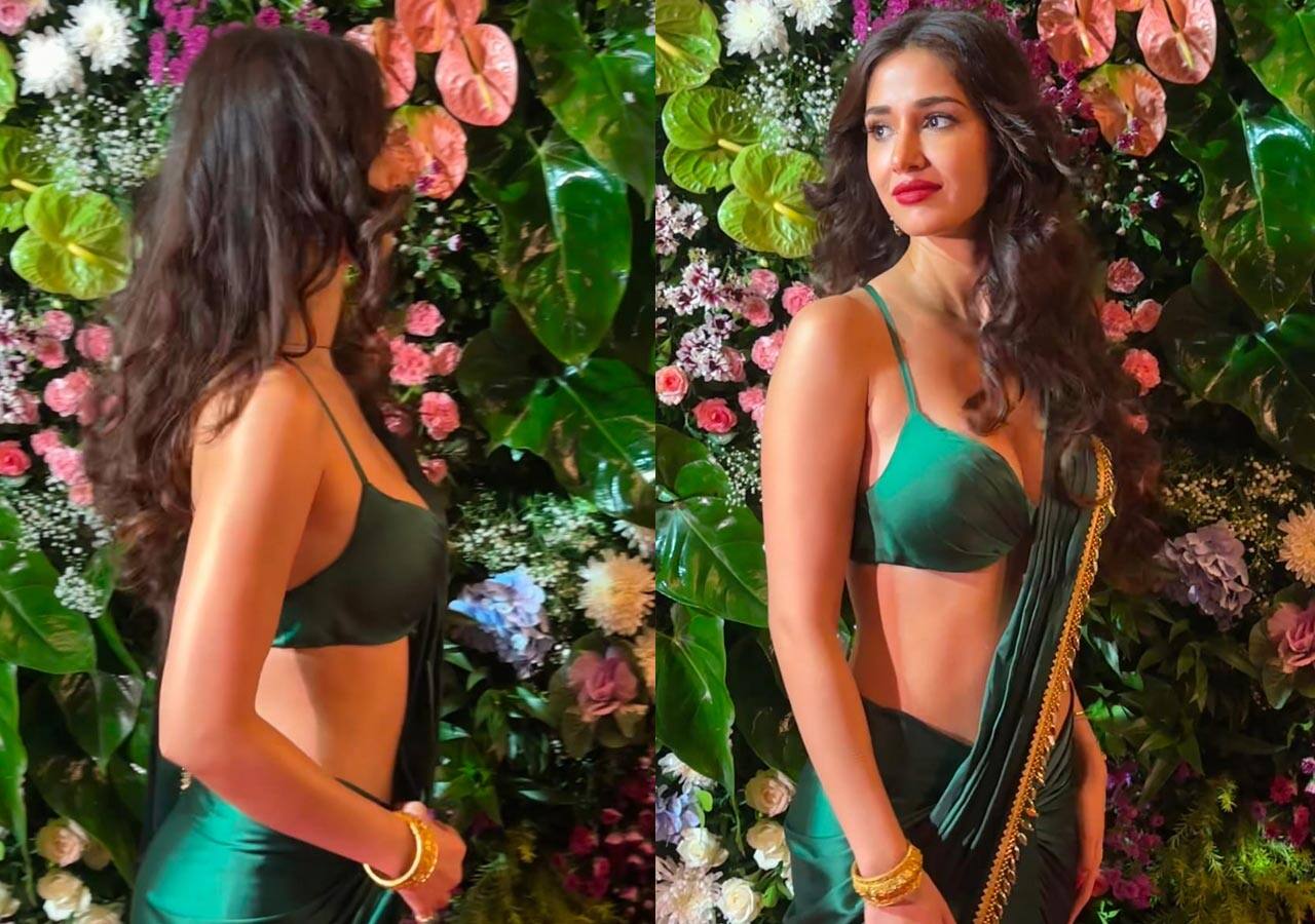 Disha Patani stuns in a bold saree paired with a deep plunging neckline blouse at Ekta Kapoor’s ...