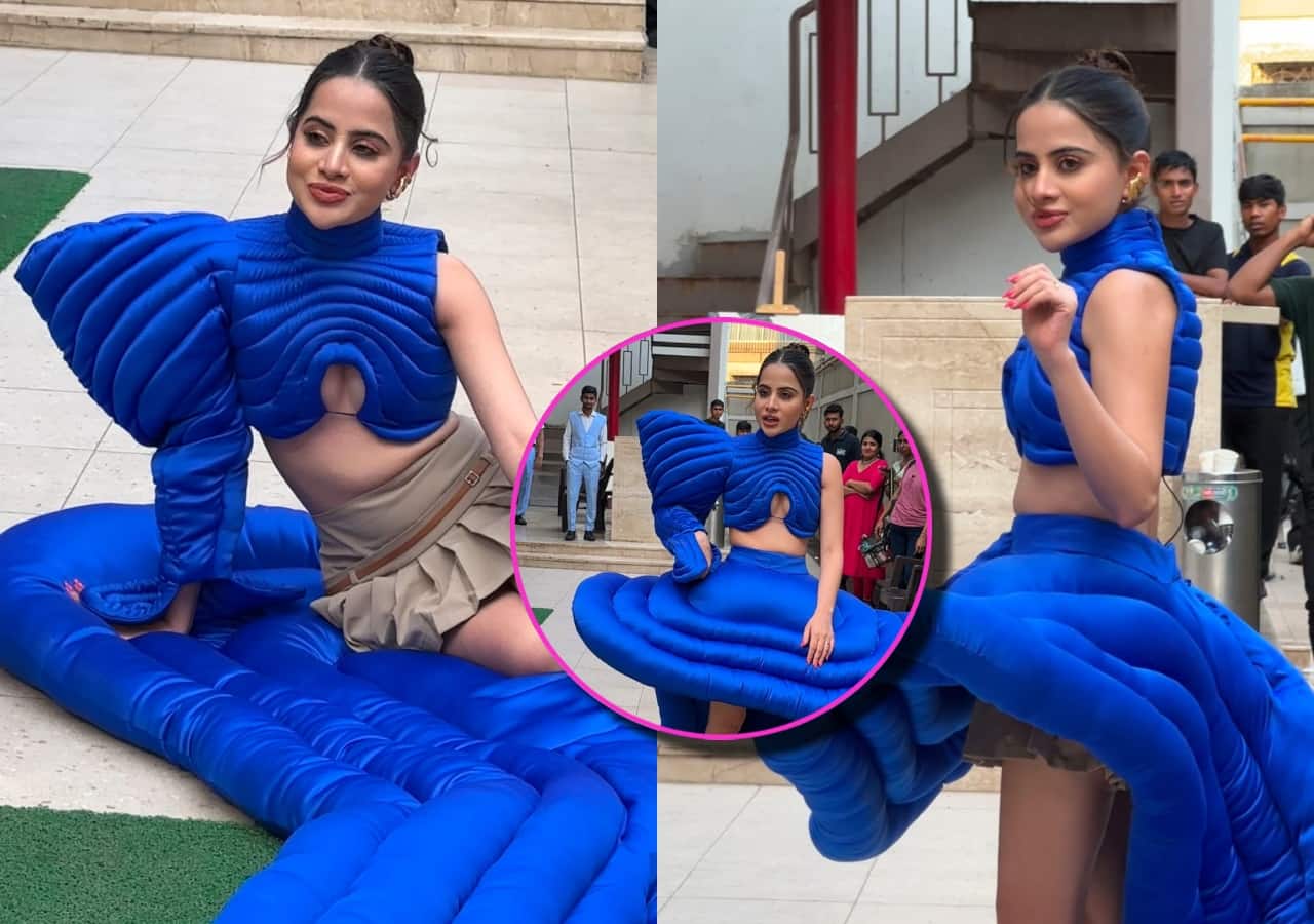 Urfi Javed wore blue dress looks like a floor mat, Netizens wonders to ...