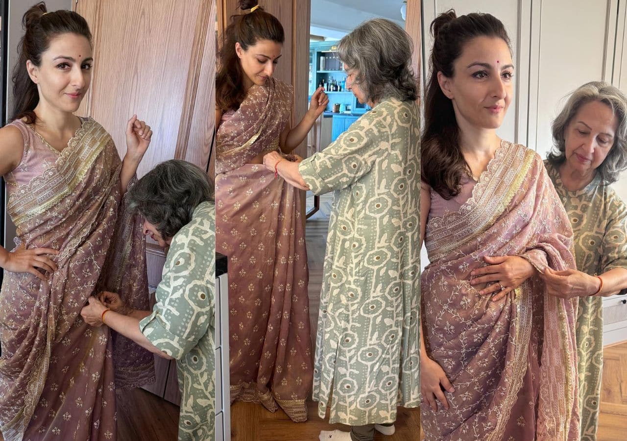 Soha Ali Khan learn saree draping from mother Sharmila Tagore : सोहा ...