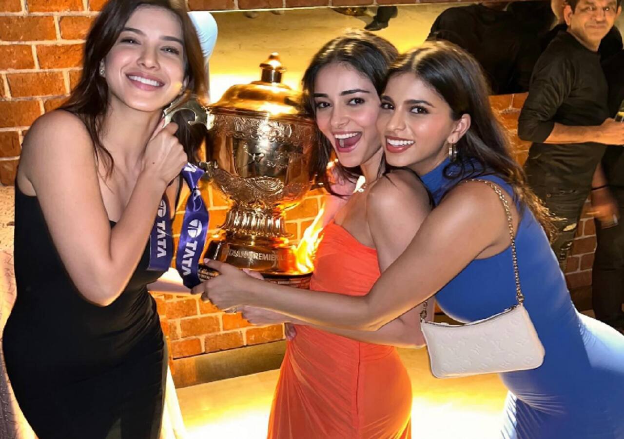 Ananya Panday Holds Kkr Winning Trophy Poses With Suhana Khan And