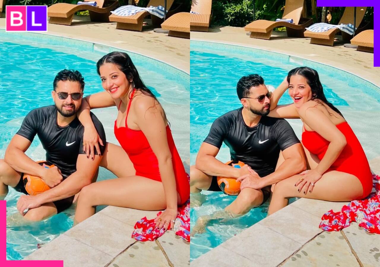 Monalisa and Vikrant Singh Rajpoot bold pose in swimming pool : मोनालिसा और विक्रांत सिंह राजपूत ...