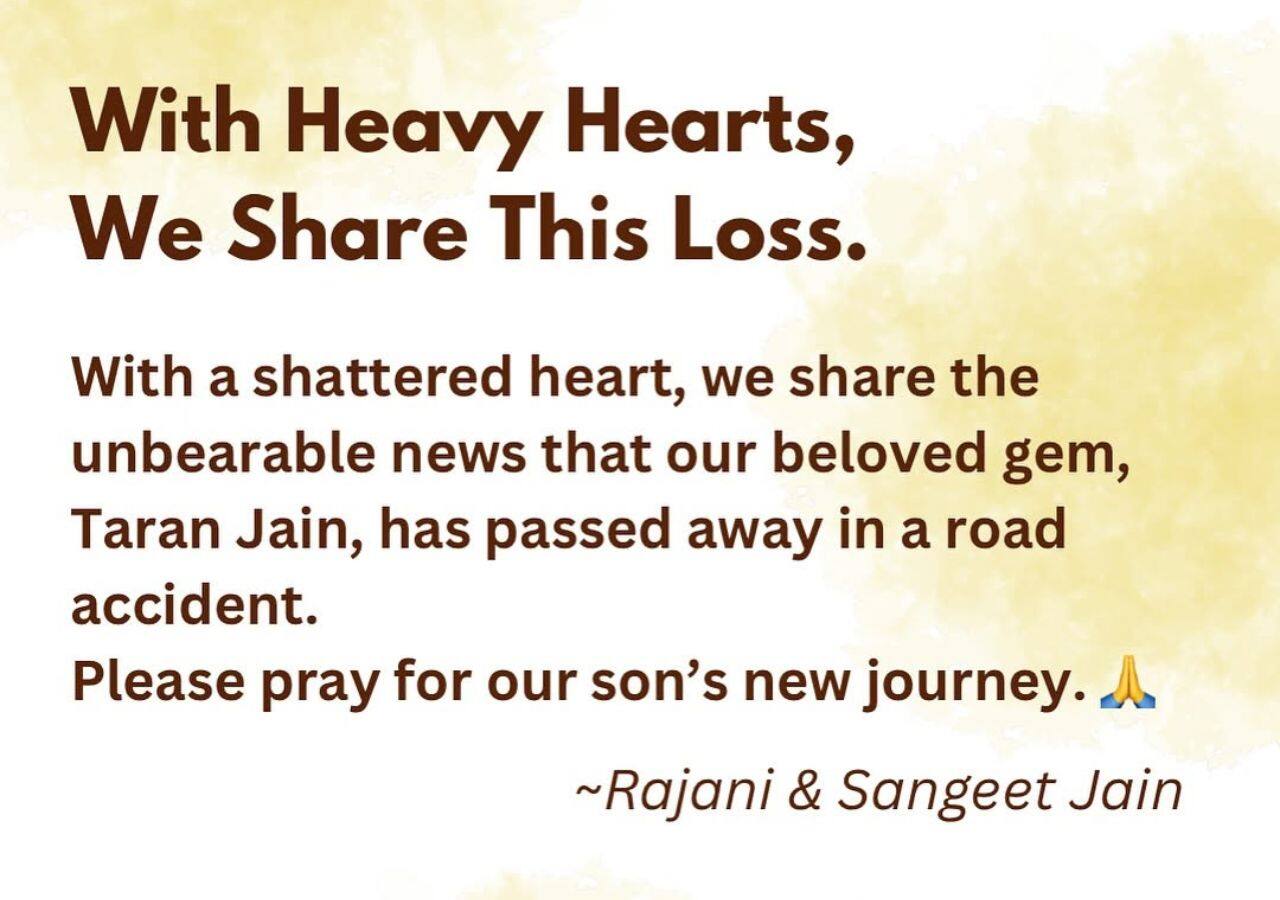 Food influencer Chatori Rajani's son Taran Jain passes away in a road ...