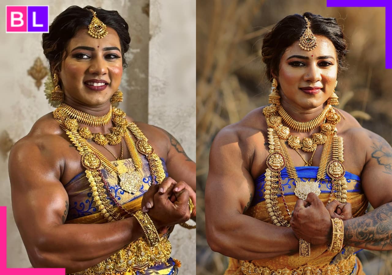 beauty with muscle: bodybuilder chitra purushottam bride look in gold jewellery and kanjivaram ...