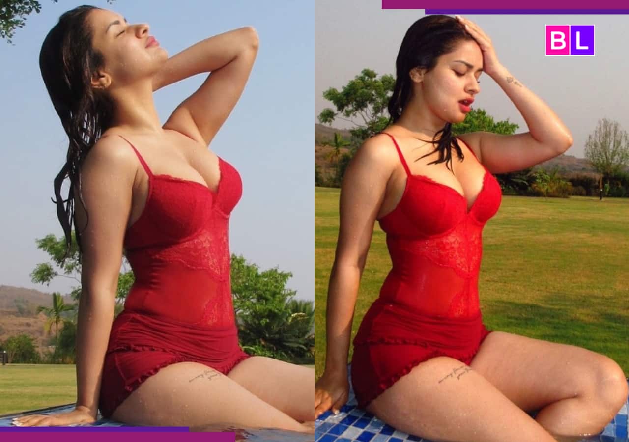 Avneet Kaur Looks Bold In Red Monokini See Viral Pics - Avneet Kaur ने रेड कलर की बिकिनी पहन ...