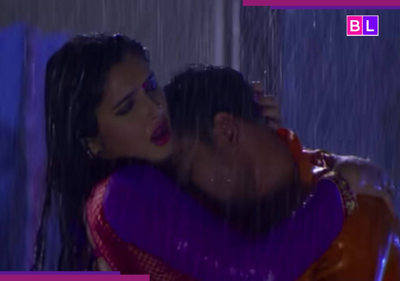 Bhojpuri Song Dinesh Lal Yadav Nirahua Amrapali Dubey hot romance dance in rain goes viral on ...