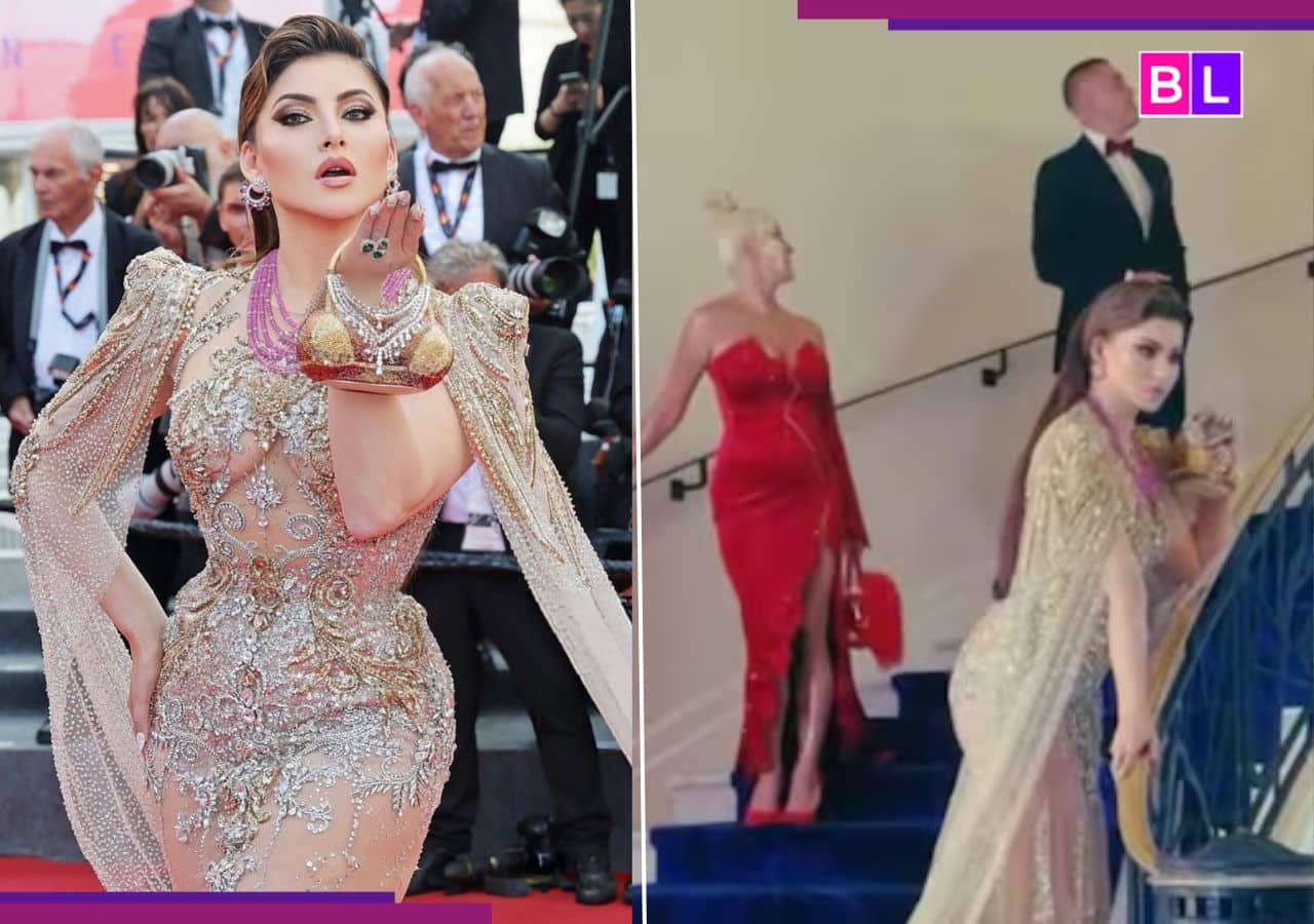 Cannes 2025: Urvashi Rautela makes guests wait as she poses for photos; her bra-necklace-bag...