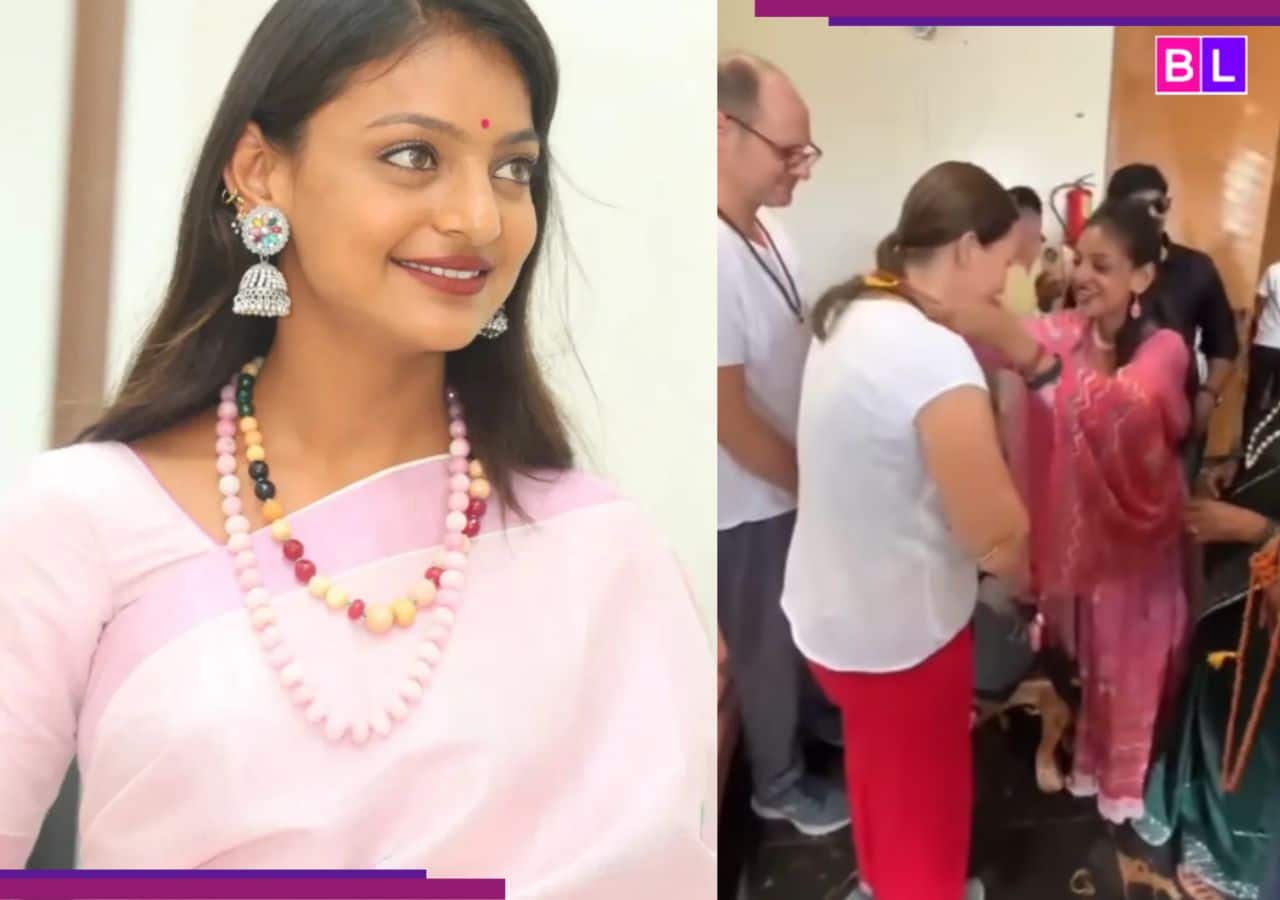 Monalisa welcome foreigner women men guest video Viral : मोनालिसा ने ...